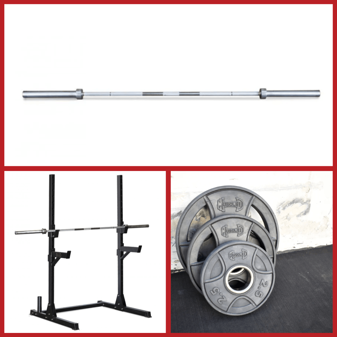 Compact Squat Stand Complete Weight Set - Muscle D Fitness - Adjustabl ...